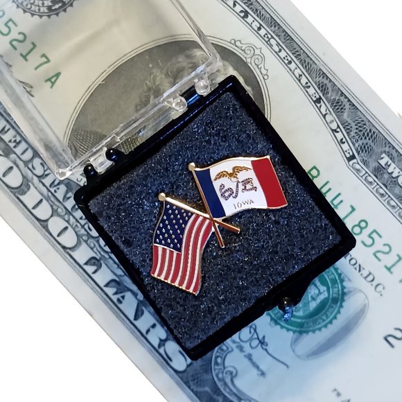 Accessories | Us And Iowa Crossed Flags Lapel Pin | Poshmark